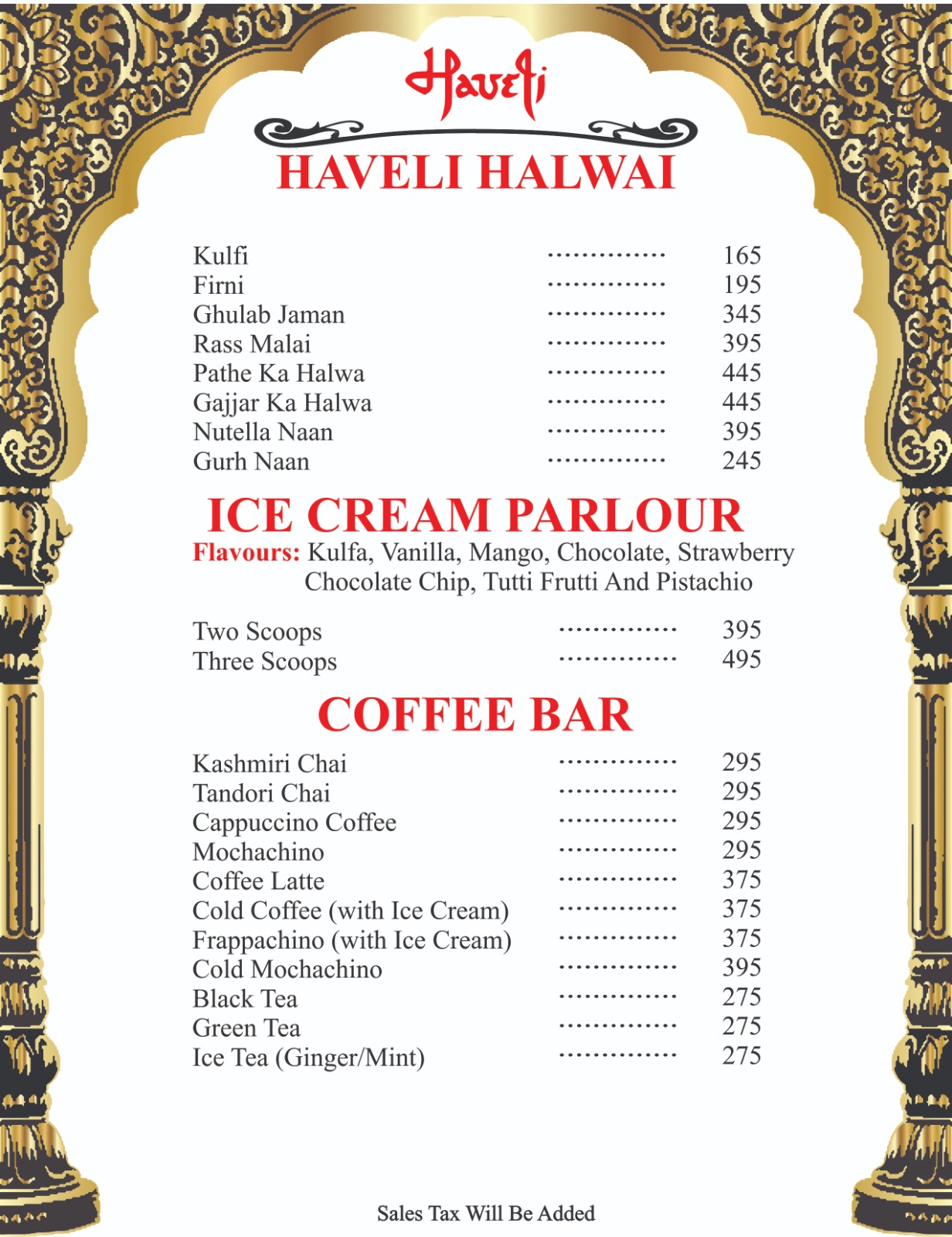 Haveli Restaurant Lahore Menu 2025