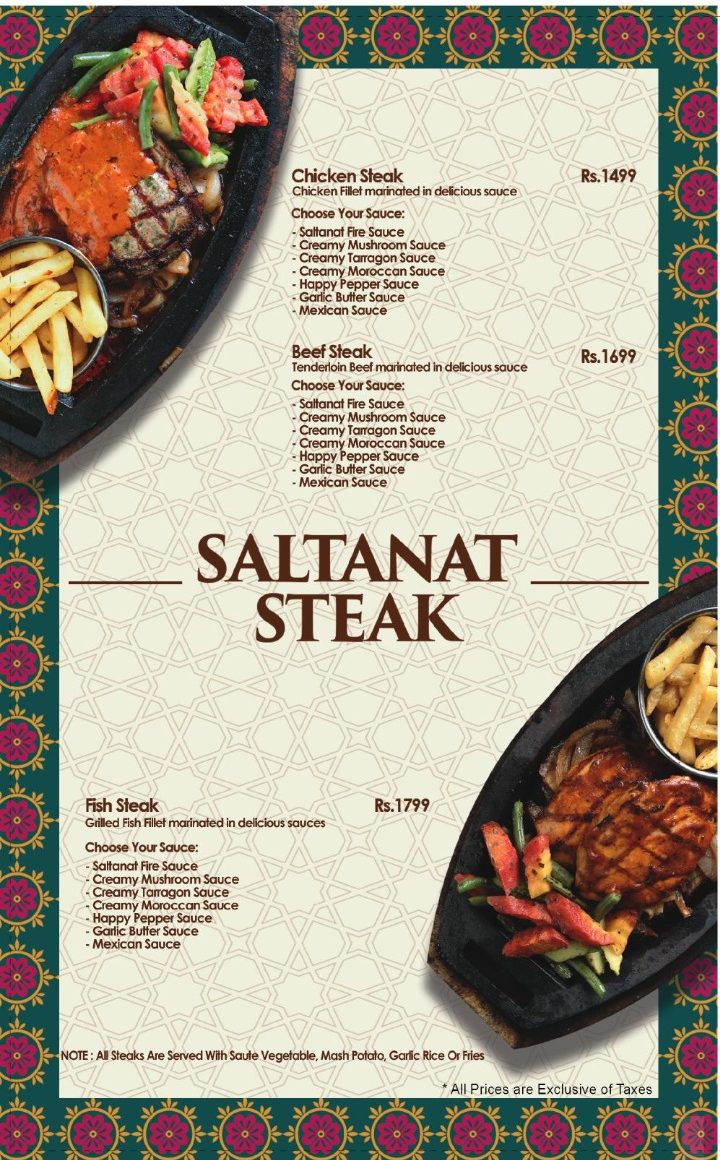 Saltanat Restaurant Karachi Menu 2025