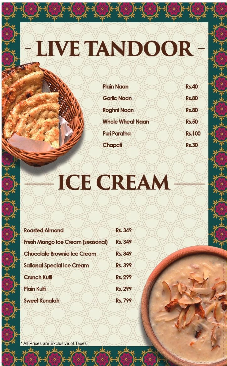 Saltanat Restaurant Karachi Menu 2025