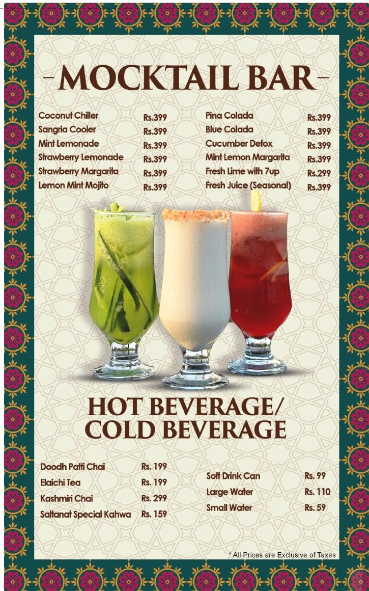 Saltanat Restaurant Karachi Menu 2025