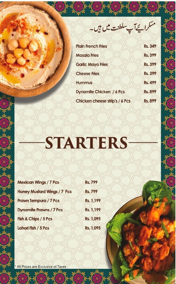 Saltanat Restaurant Karachi Menu 2025